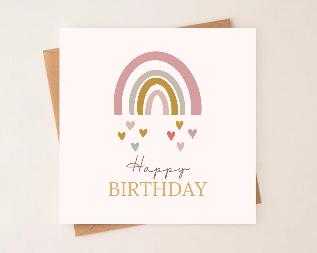 Happy Birthday, Rainbow Birthday Card, Card for Her, Card for Kids ...