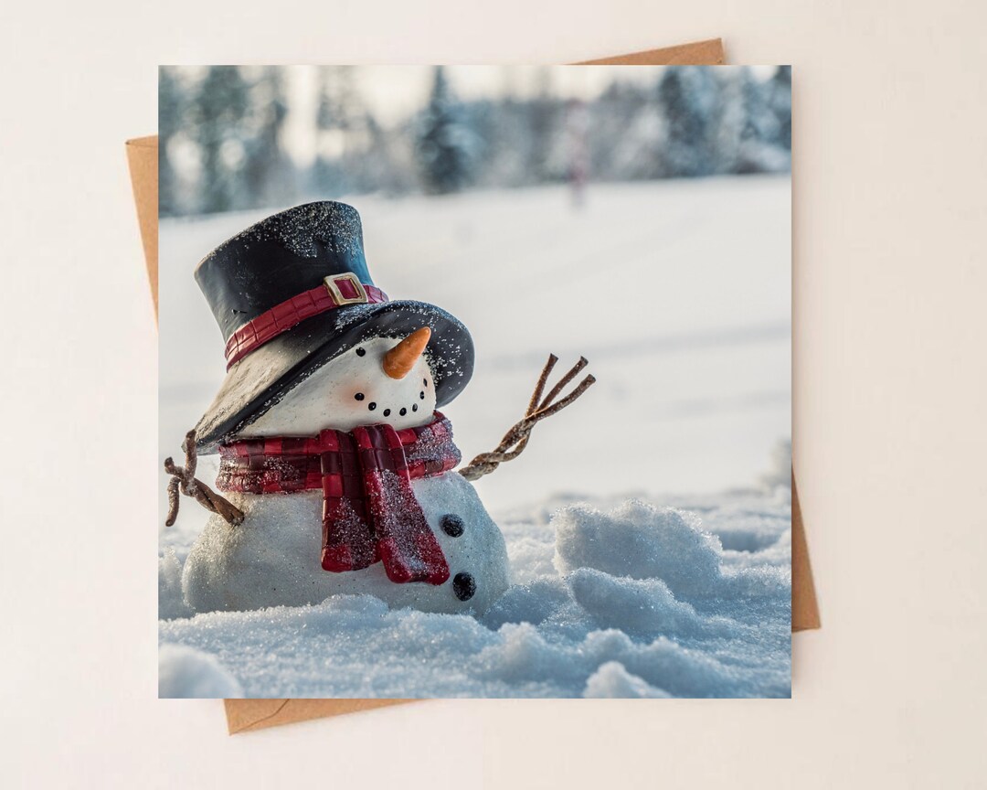 Merry Christmas Card, Snowman Xmas Card, Happy Holidays, Festive Card ...