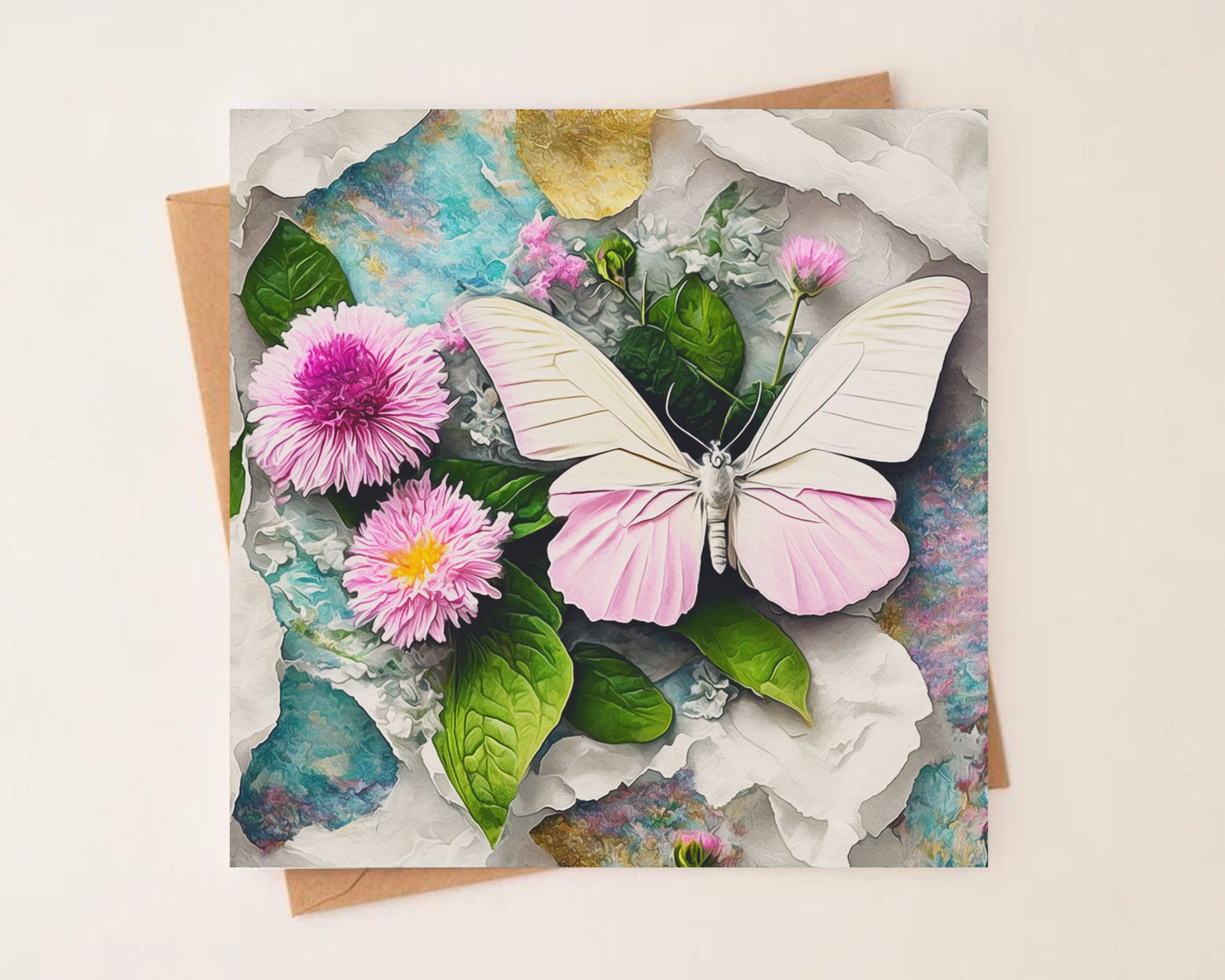 Pink Butterfly Card, Birthday Card, Card for Her, Vintage Card, Classic ...