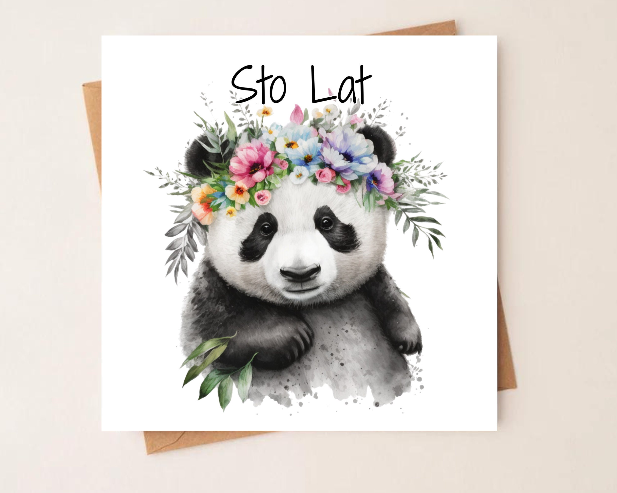 Sto Lat Kartka Urodzinowa, Cute Panda Card, Kids Birthday Card ...