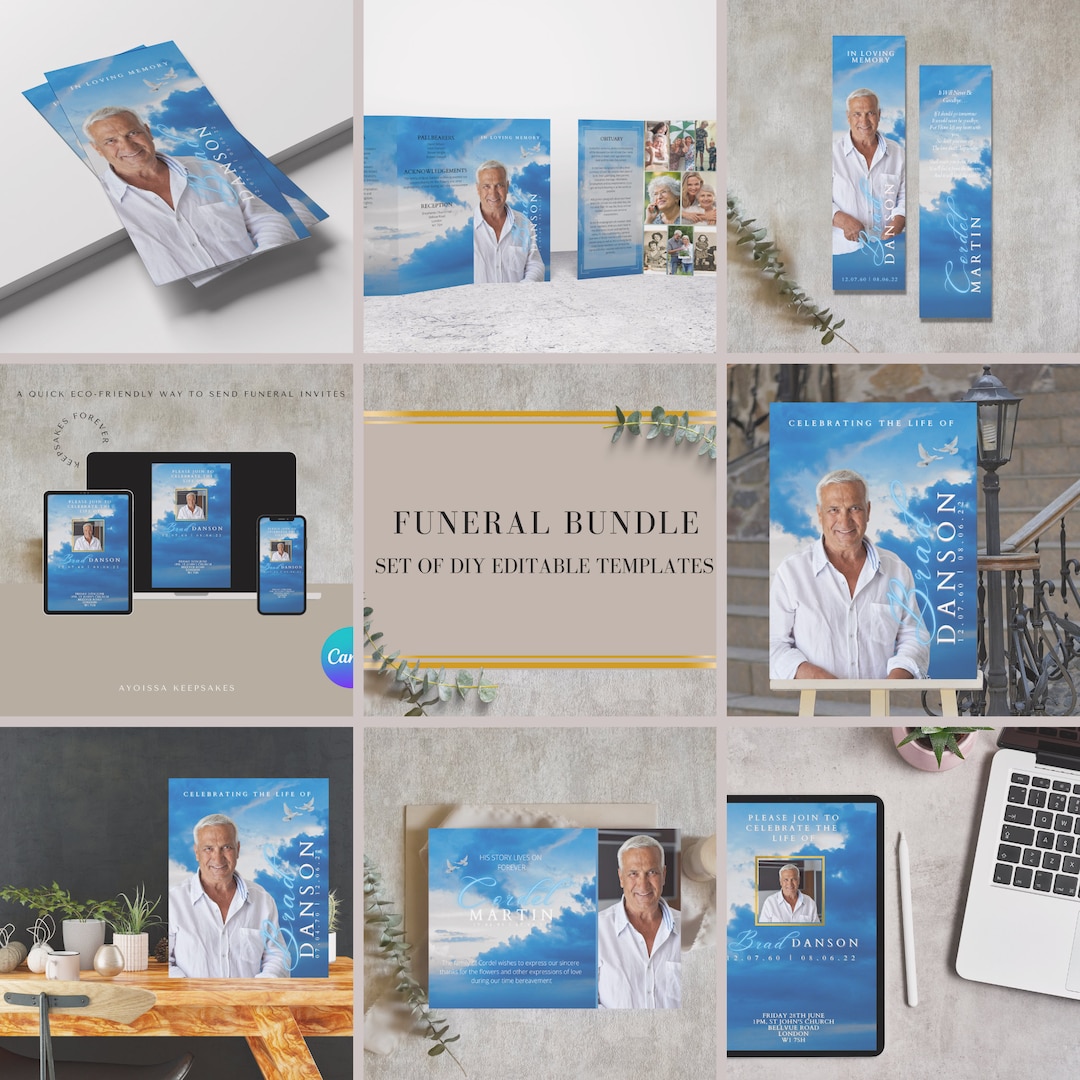 Tri-fold Funeral Bundle|memorial Package|celebration of Life Template ...