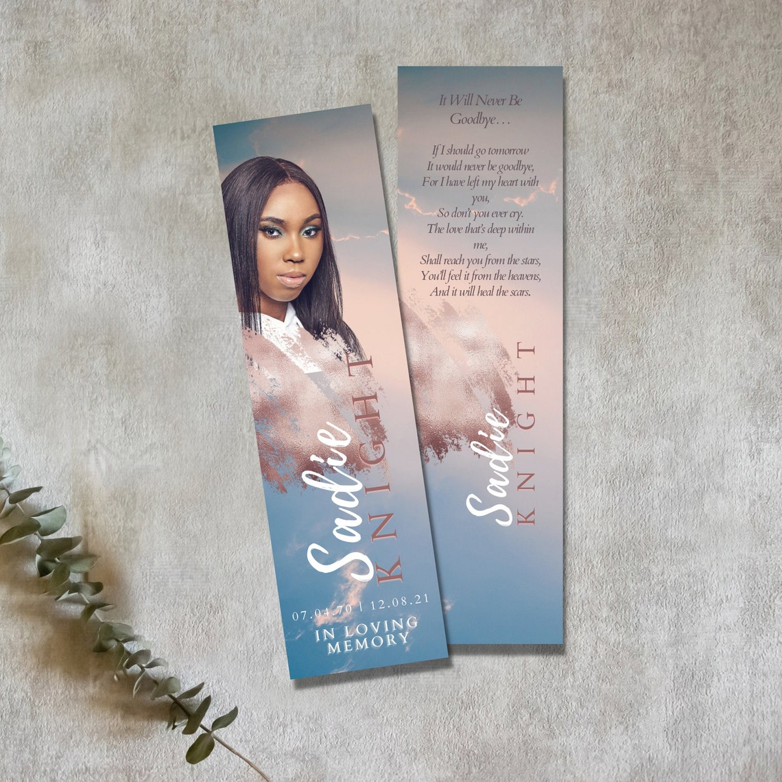 Funeral Bookmark Memorial Bookmark Editable Funeral Bookmark Bookmark ...