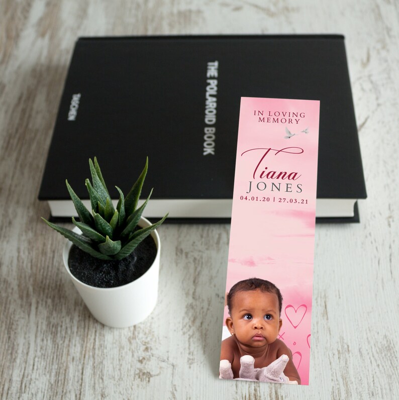Pink Funeral Bookmark | Funeral Bookmark | Child Funeral Bookmark ...