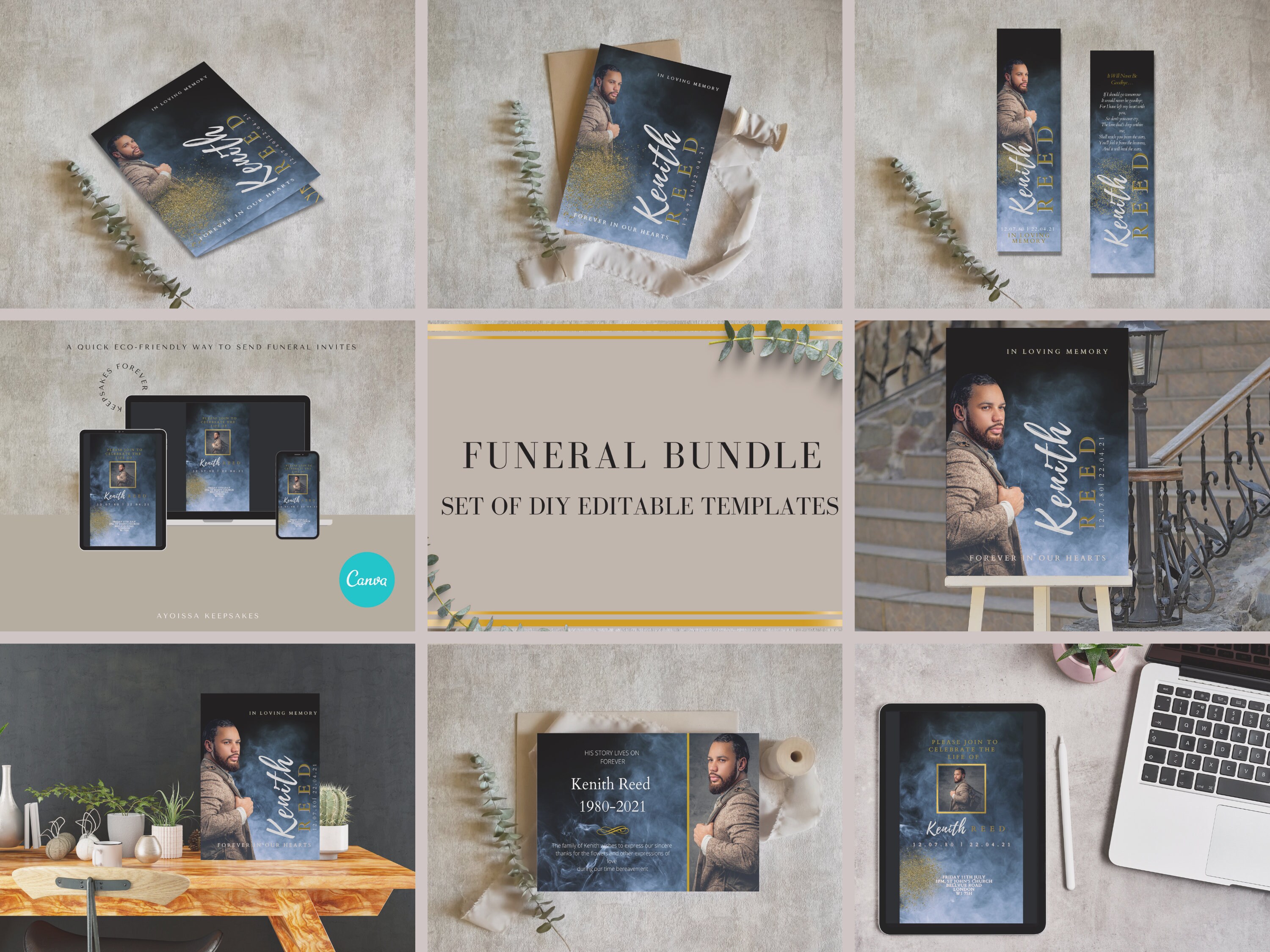Paper & Party Supplies Celebration of Life Package Funeral Templates ...