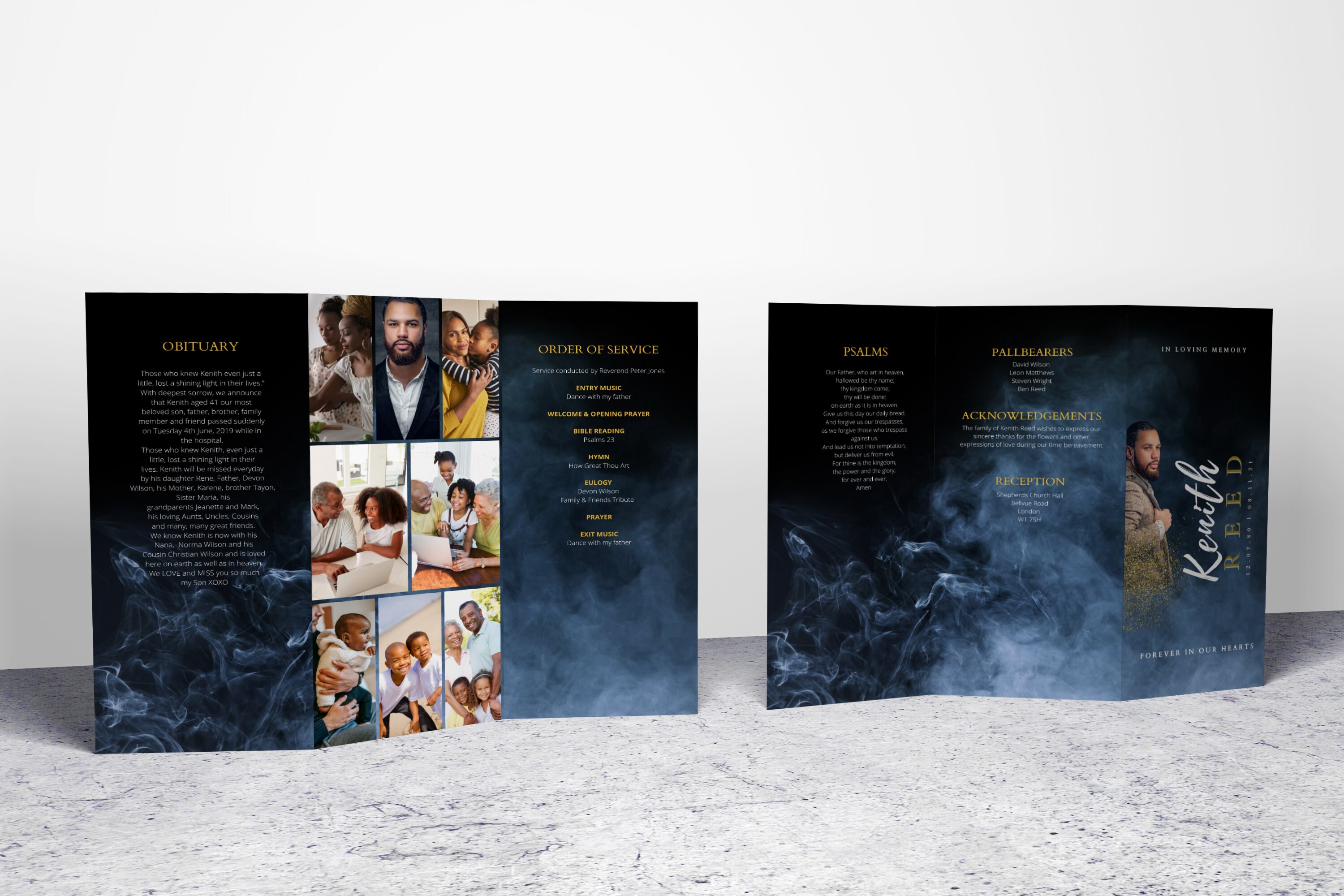 11"x 17" Tri-fold Funeral Program | Editable Funeral Program ...