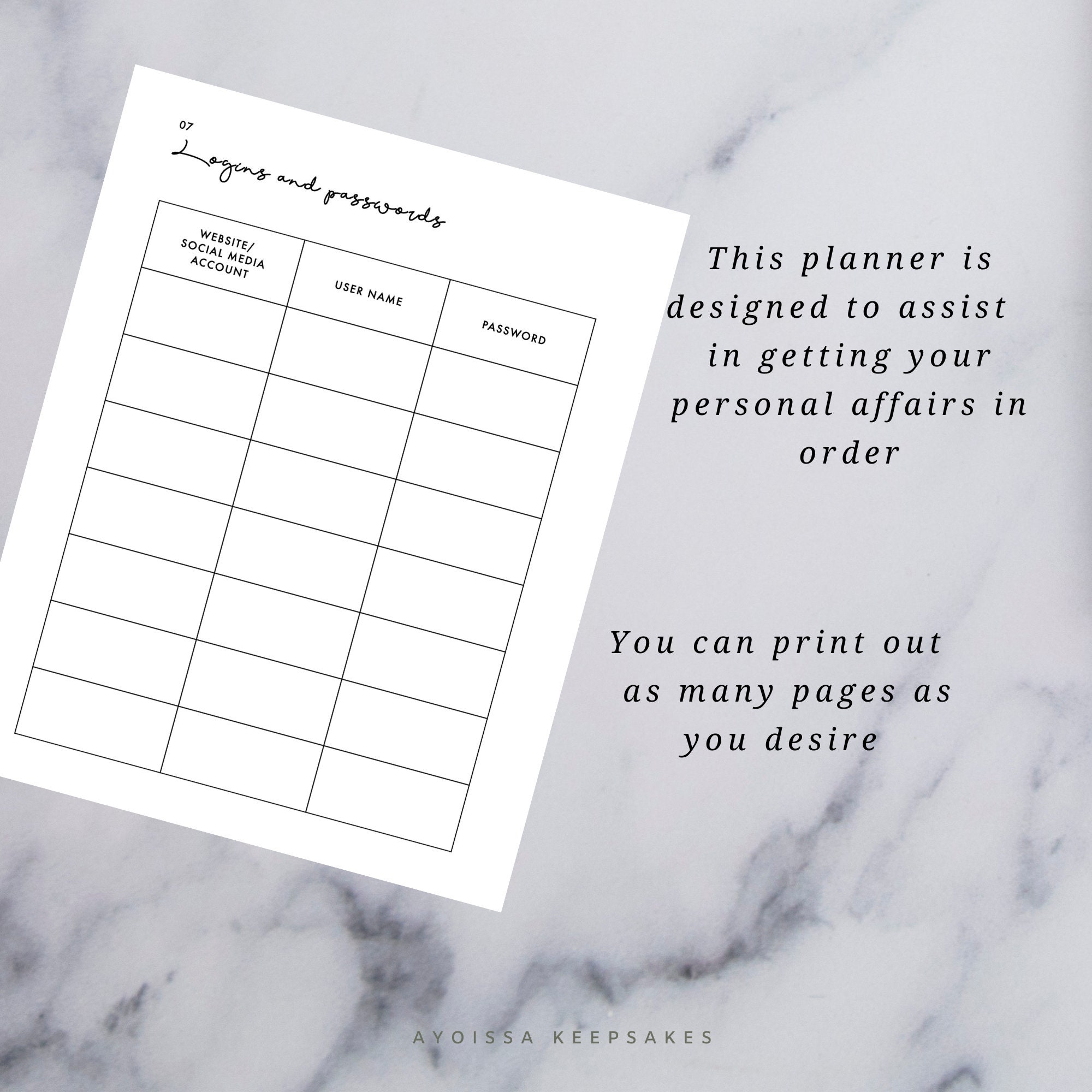 PDF End of Life Planner Legacy Planner Emergency Planner Final Wishes ...