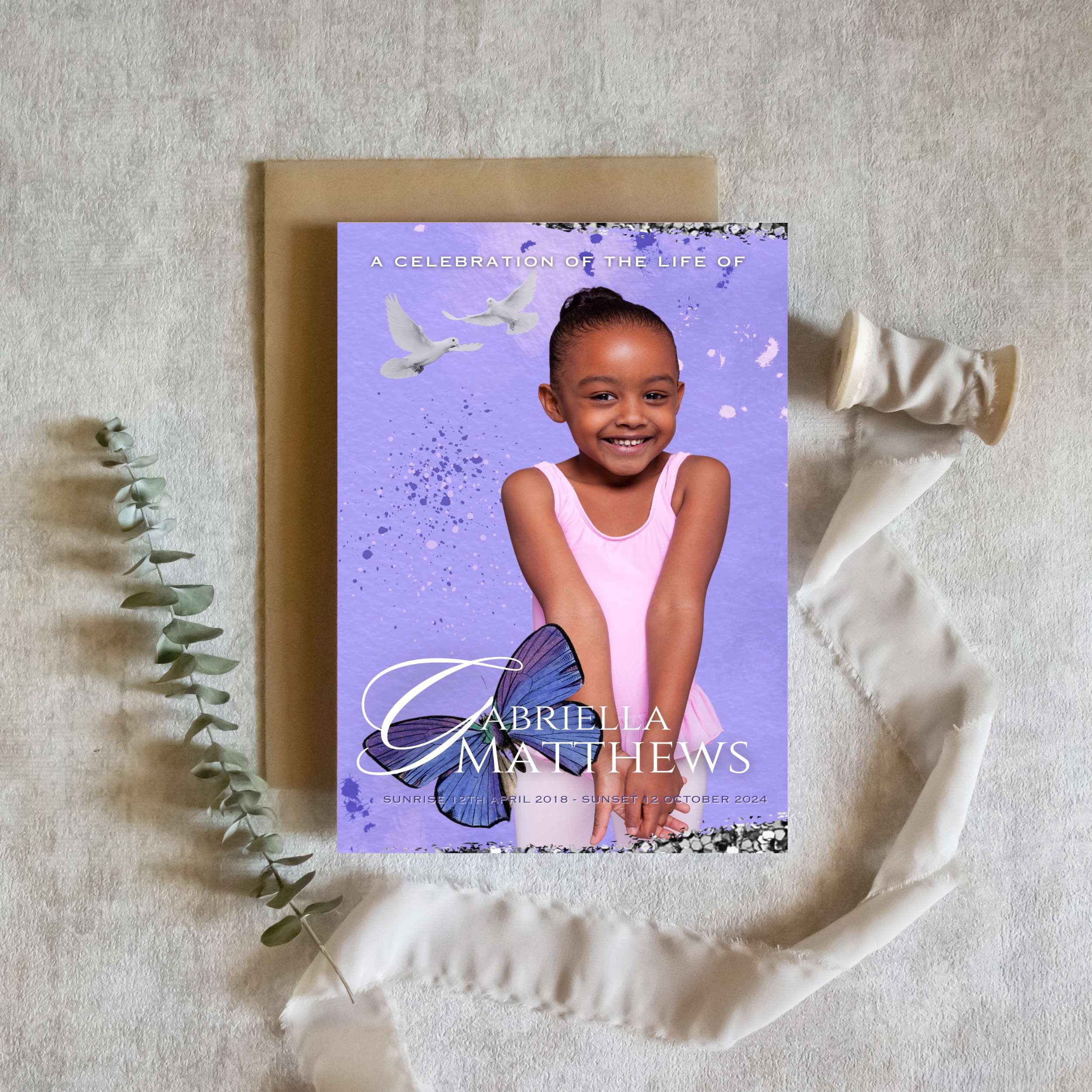 Purple Editable Funeral Program | Baby Funeral Program | Child Funeral ...