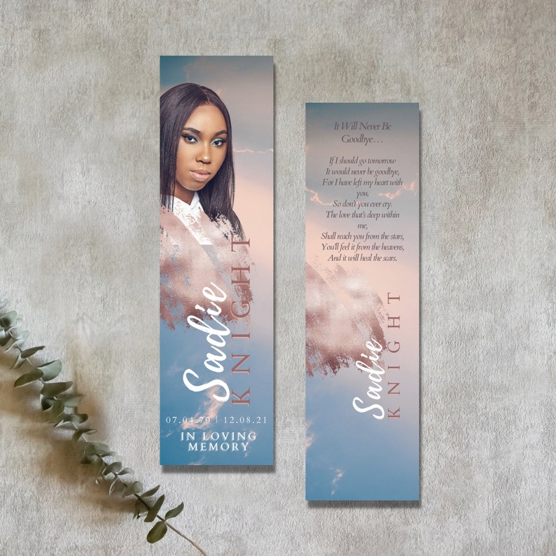 Funeral Bookmark Memorial Bookmark Editable Funeral Bookmark Bookmark ...