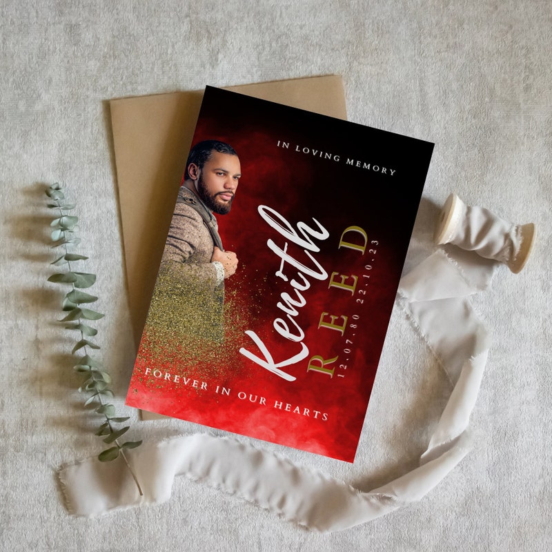 Funeral Program Red and Black - Etsy
