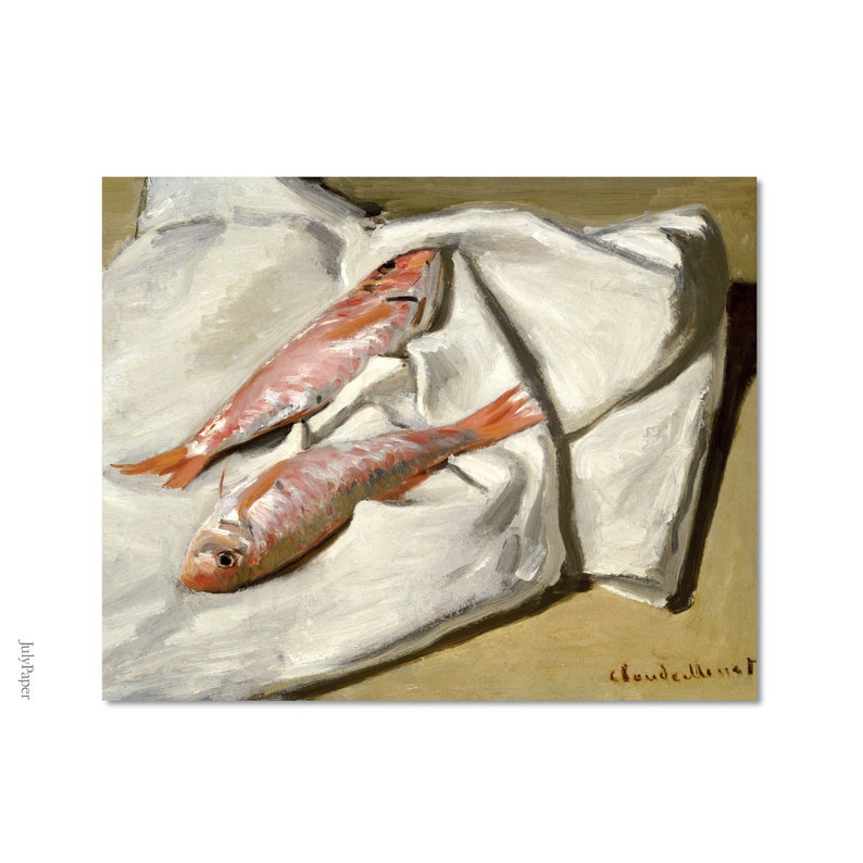 Red Mullets by Claude Monet, Fish Painting, Still Life Wall Art, Fine ...