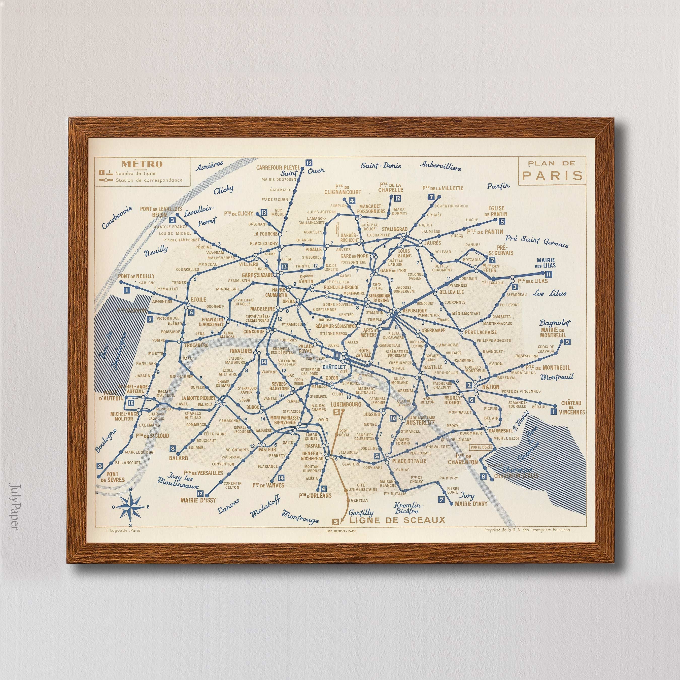 Old Map of Paris Metro, Map of Paris Metro 1956, RATP Plan Chemin De ...