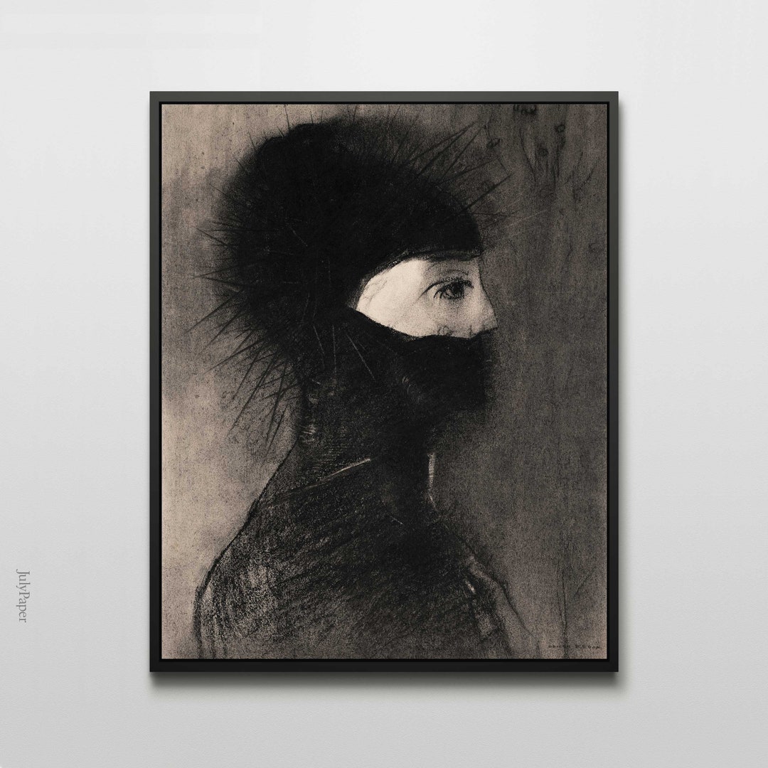 Armor by Odilon Redon, Charcoal Drawing, Woman With Helmet Drawing ...