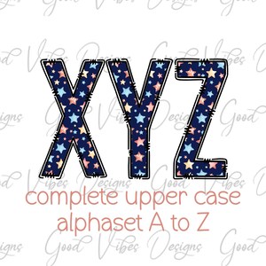 Star Themed Alphabet, Blue Stars Doodle, Star Alphabet, Kids Star ...