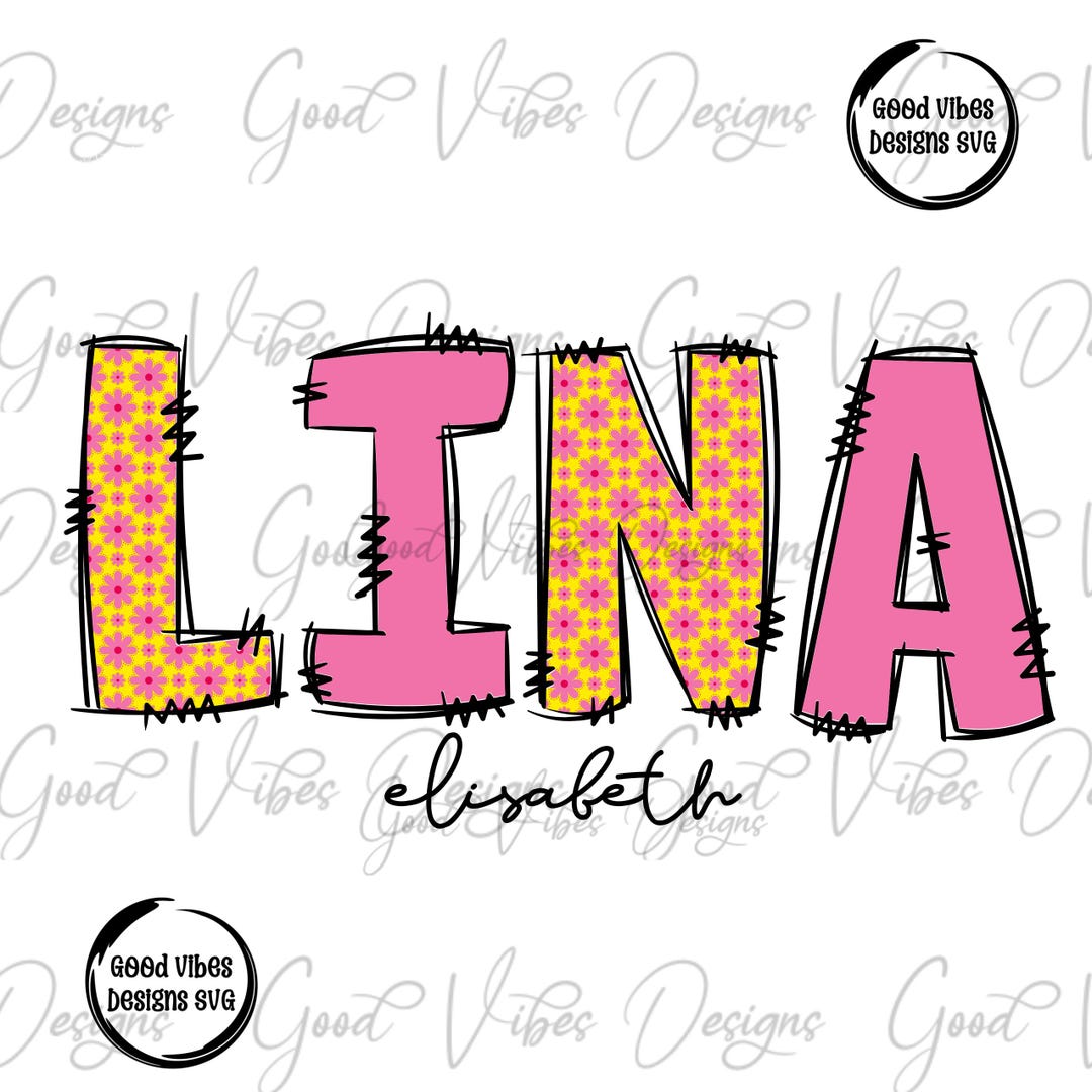 Custom Floral Name Png, Light Pink Daisy Vintage Floral Font, Custom ...