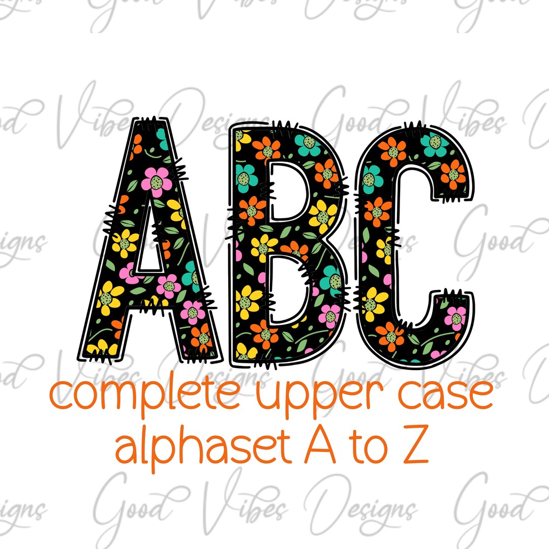 Floral Daisy Alphabet, Make Your Own Design, Alphabet Doodle, Floral ...