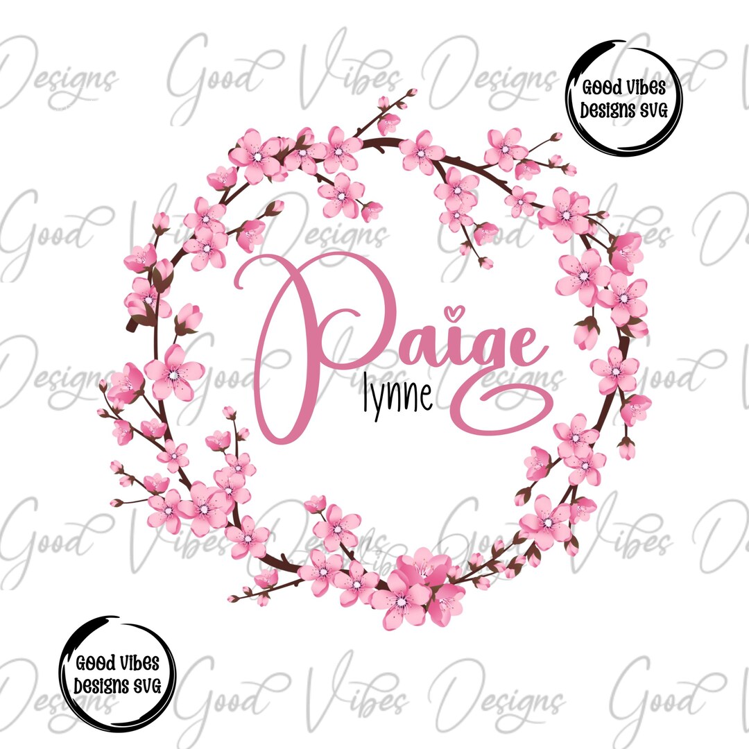 Custom Name PNG, Girl Personalized Png, Pink Cherry Blossom Floral ...