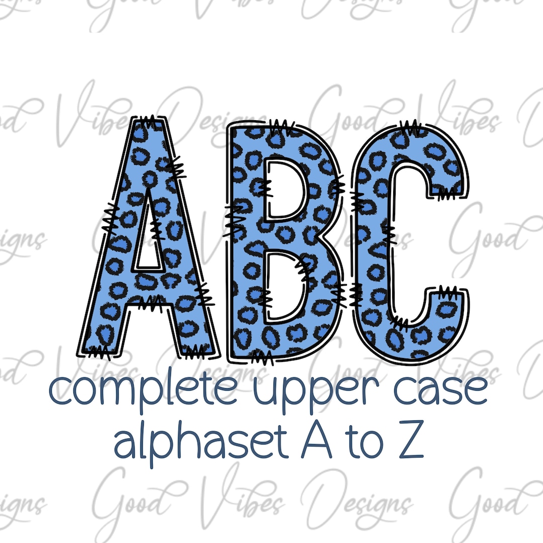 Blue Leopard Alphabet, Make Your Own Designs, Alphabet Doodle, Leopard ...