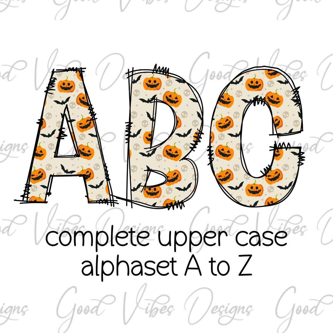 Halloween Alphabet Doodle Letters and Numbers PNG Download, Halloween ...