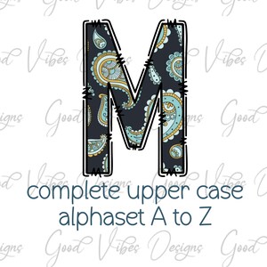 Abstract Paisley Alphabet, Vintage Retro Alphabet A-Z, Alphabet Set ...
