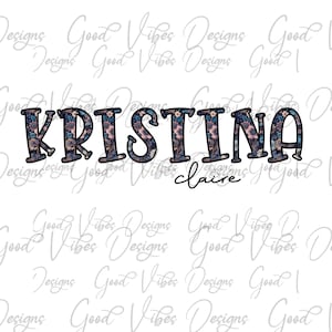 Custom Floral Name Png, Dusty Rose Blue Vintage Floral Font, Custom ...