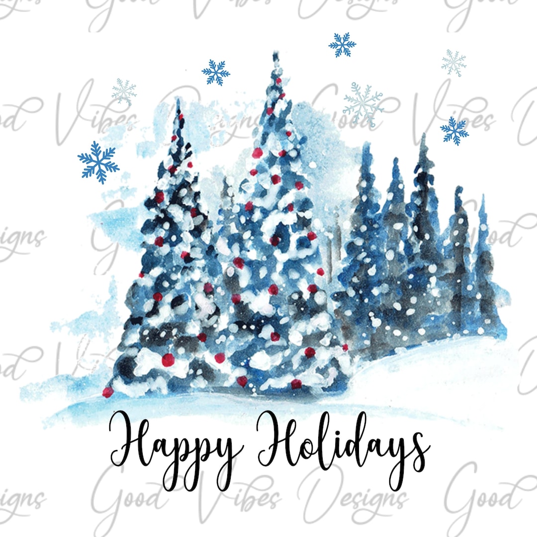 Happy Holidays Winter Scene Christmas Card Clipart PNG, Christmas Png ...