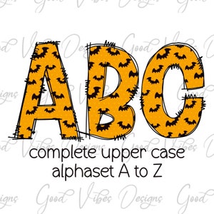 Halloween Alphabet Doodle Capital Letters PNG Download, Halloween Font ...