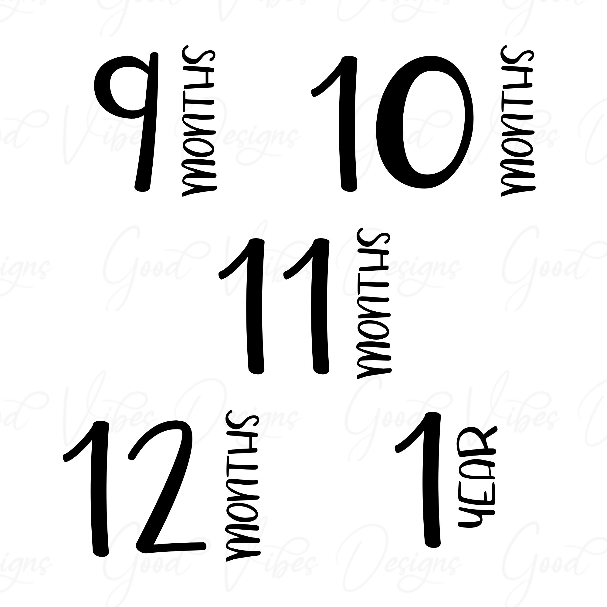 Baby Monthly Milestones - SVG & PNG Download - Baby Signs - Baby Months ...