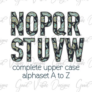 Abstract Paisley Alphabet, Vintage Retro Alphabet A-Z, Alphabet Set ...