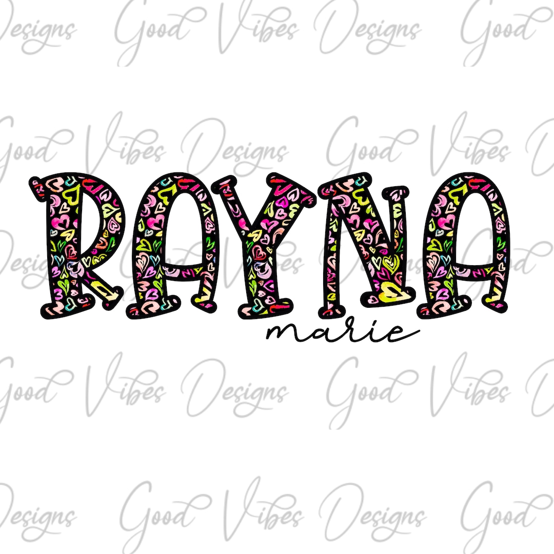 Custom Name PNG, Girl Sublimation Digital Download, Colorful Heart Name ...