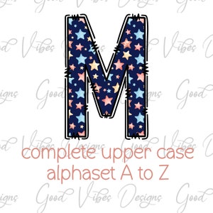 Star Themed Alphabet, Blue Stars Doodle, Star Alphabet, Kids Star ...