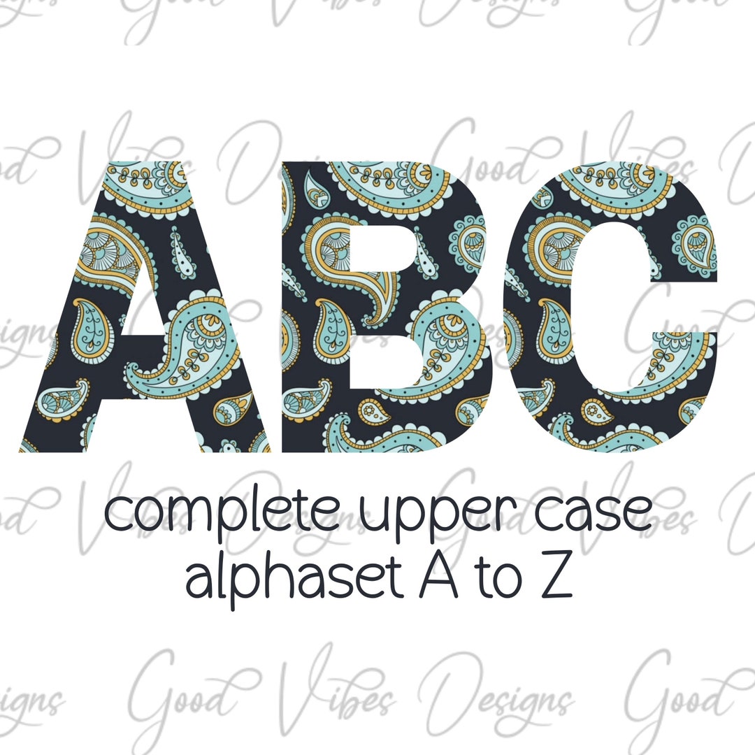 Abstract Paisley Alphabet Vintage Retro Alphabet A-Z - Etsy