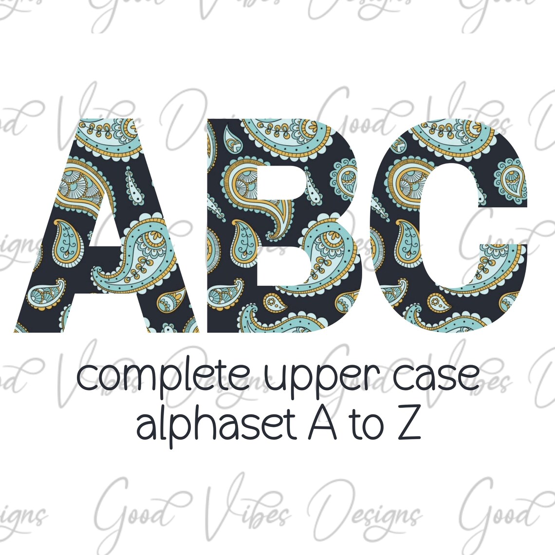 Abstract Paisley Alphabet Vintage Retro Alphabet A-Z - Etsy