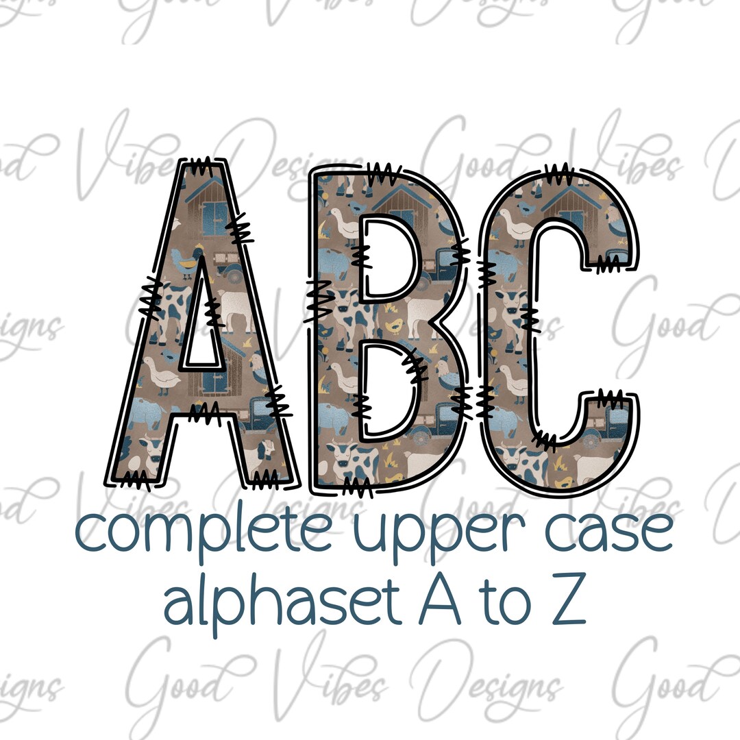 Farm House Animals Themed Alphabet, Farm Animal Doodle, Farmhouse ...