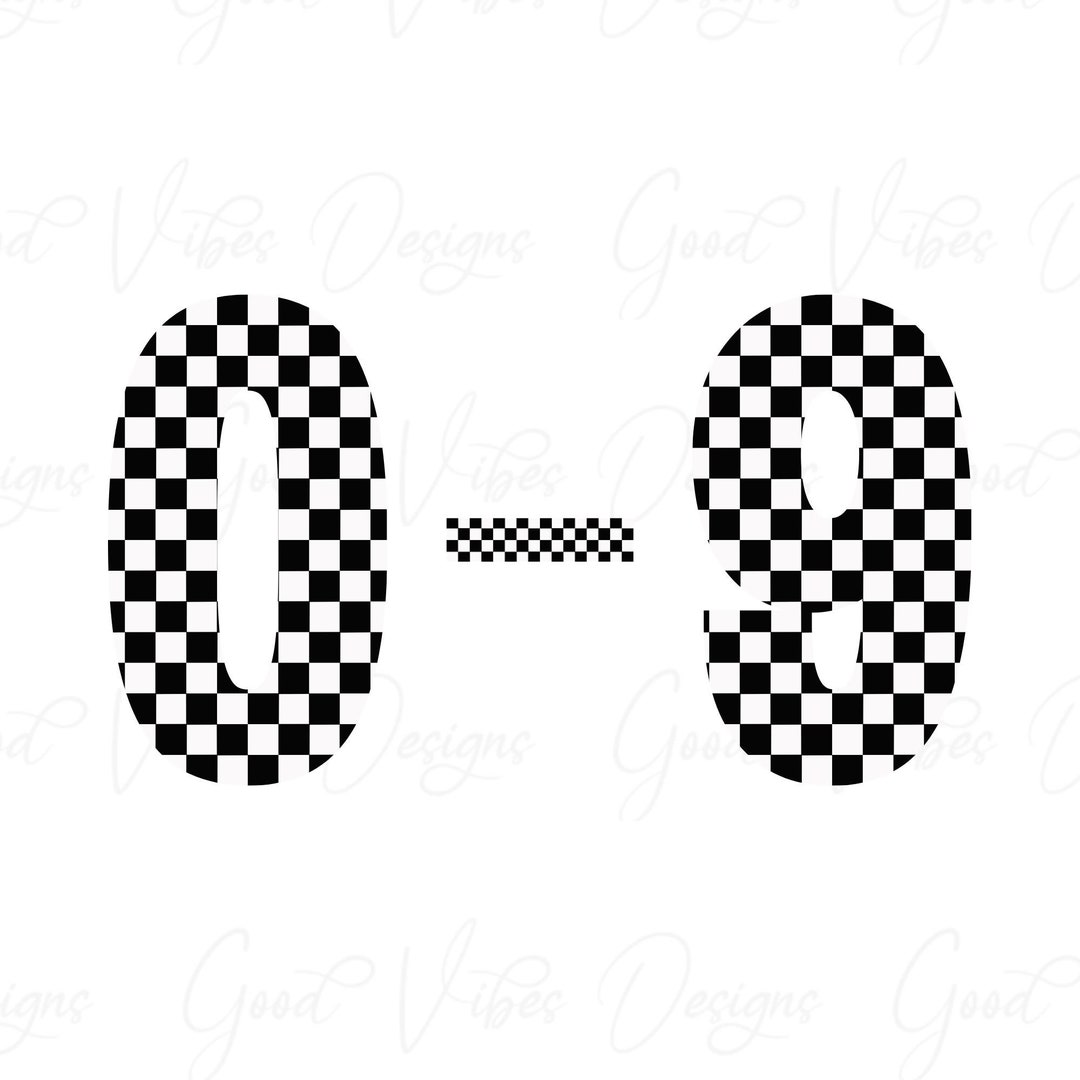 Checkered Flag Themed Numbers - PNG Download - Sublimation - Screen ...