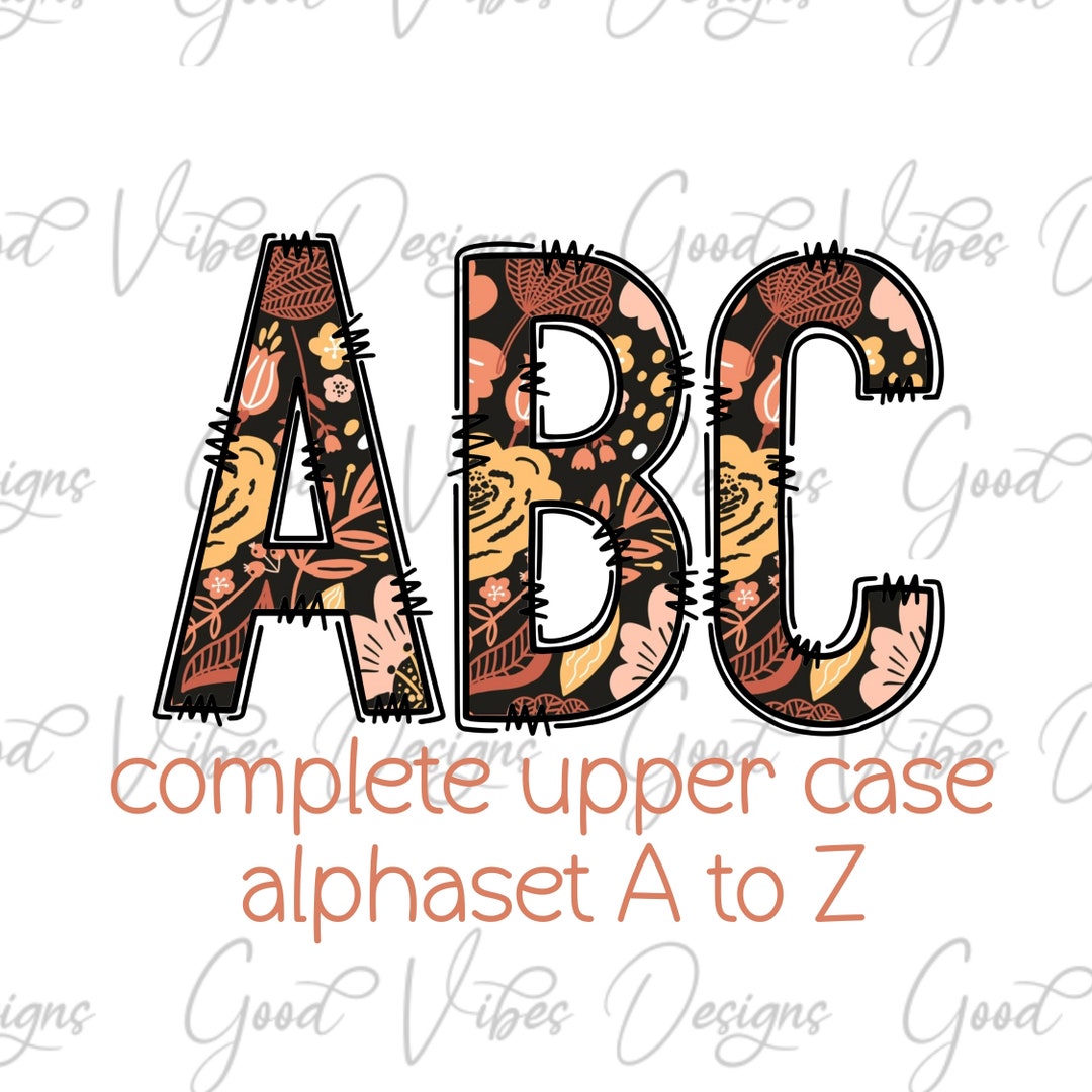 Floral Fall Theme Alphabet, Fall Doodle, Autumn Floral Doodle Alphabet ...
