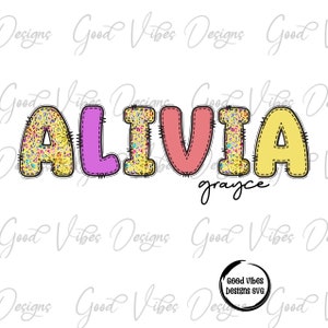 Custom Name PNG, Girl Sublimation Digital Download, Pink Yellow Floral ...