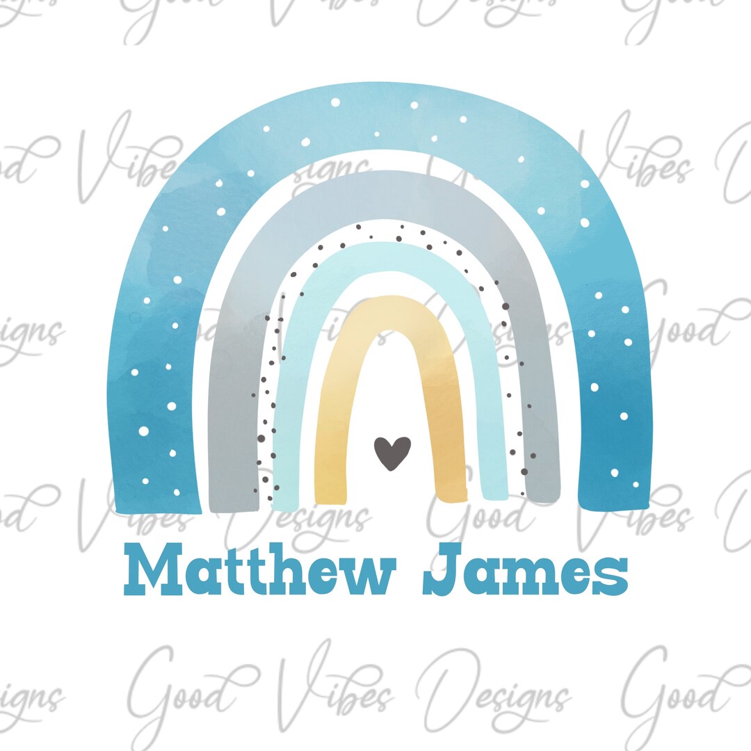 Custom Name Blue Rainbow Name PNG, Boy Sublimation Digital Download ...