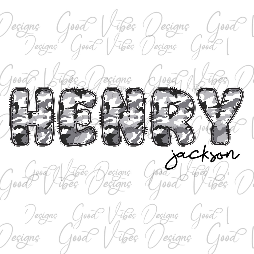 Custom Name PNG, Boy Sublimation Digital Download, Black Camo Letter ...