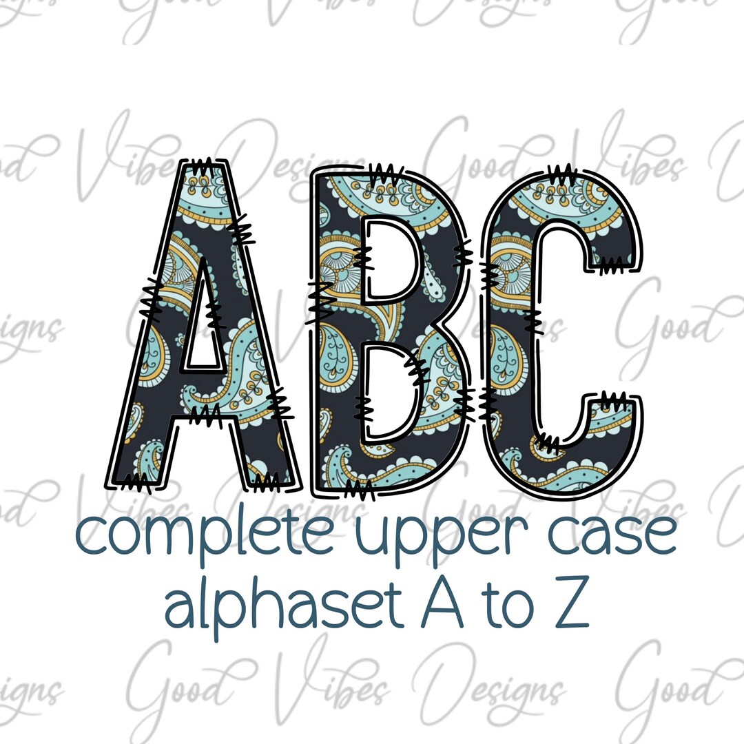 Abstract Paisley Alphabet, Vintage Retro Alphabet A-Z, Alphabet Set ...