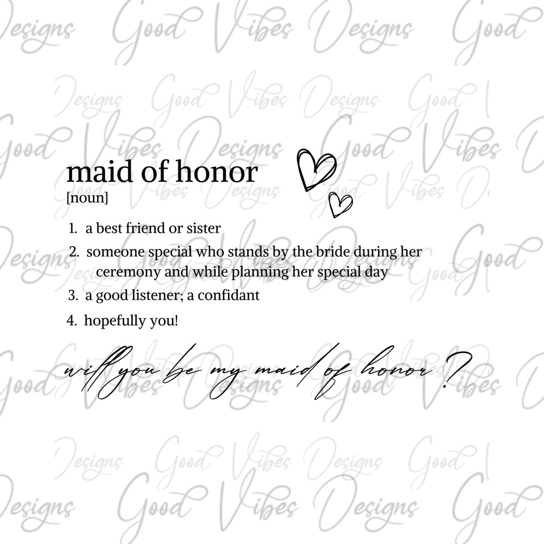 Maid of Honor Noun Will You Be My Maid of Honor SVG, Maid of Honor SVG ...