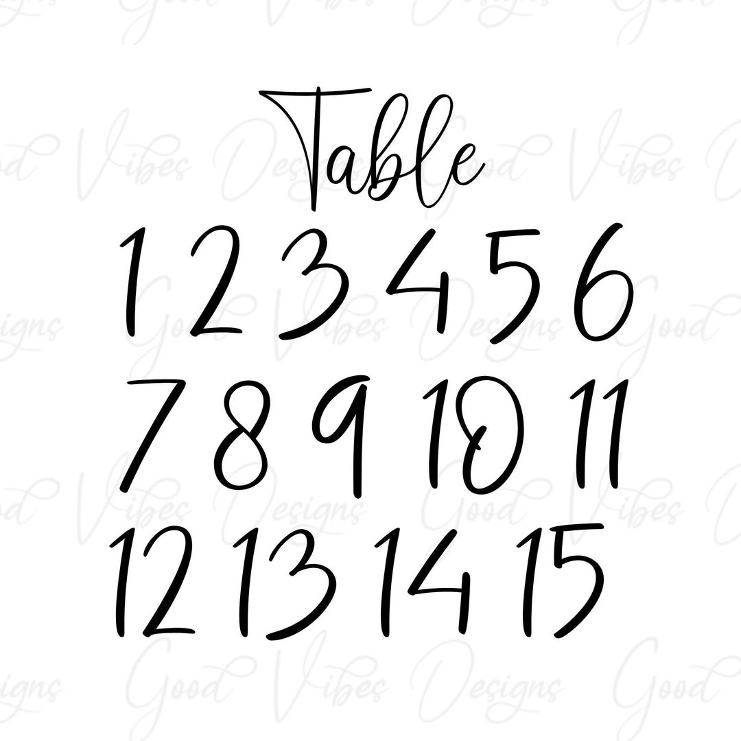 Table Numbers 1 -15 Svg, Wedding Tables Svg, Party Tables Svg, Event ...