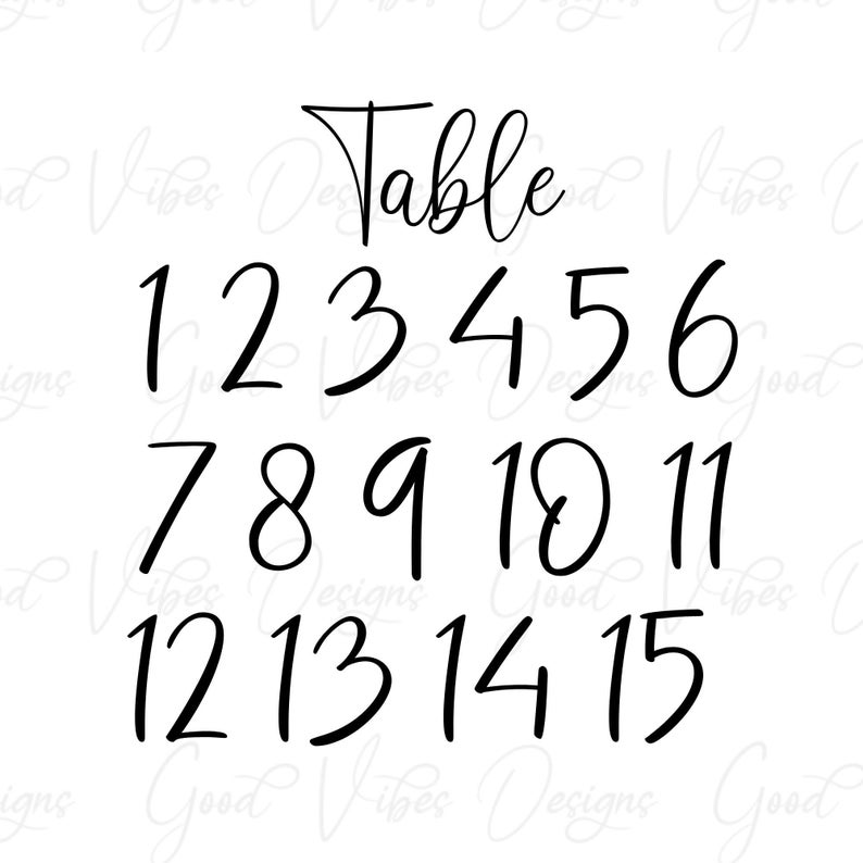 Table Numbers 1 15 Svg Wedding Tables Svg Party Tables Svg - Etsy