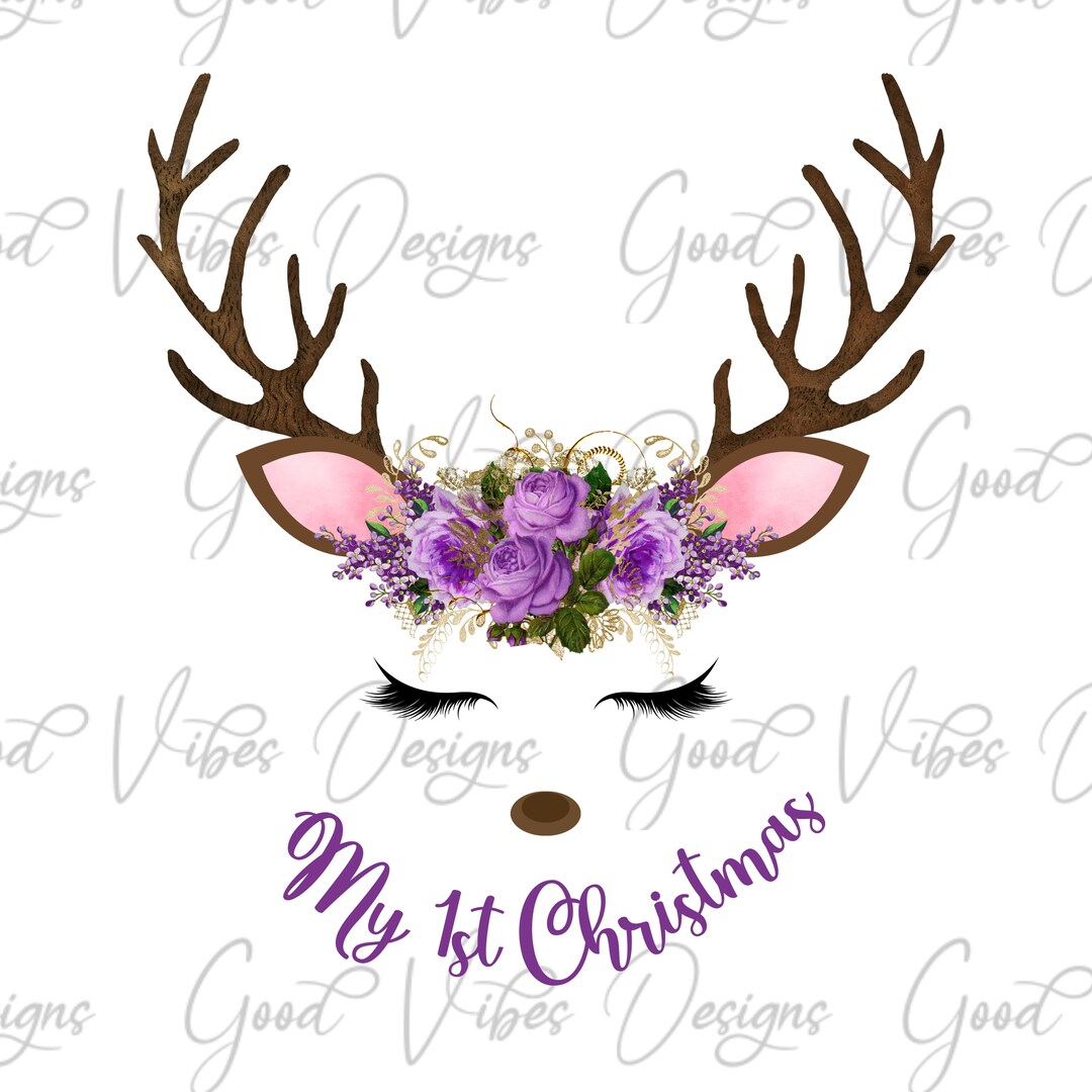 My First Christmas PNG, Purple Reindeer 1st Christmas, 1st Christmas ...