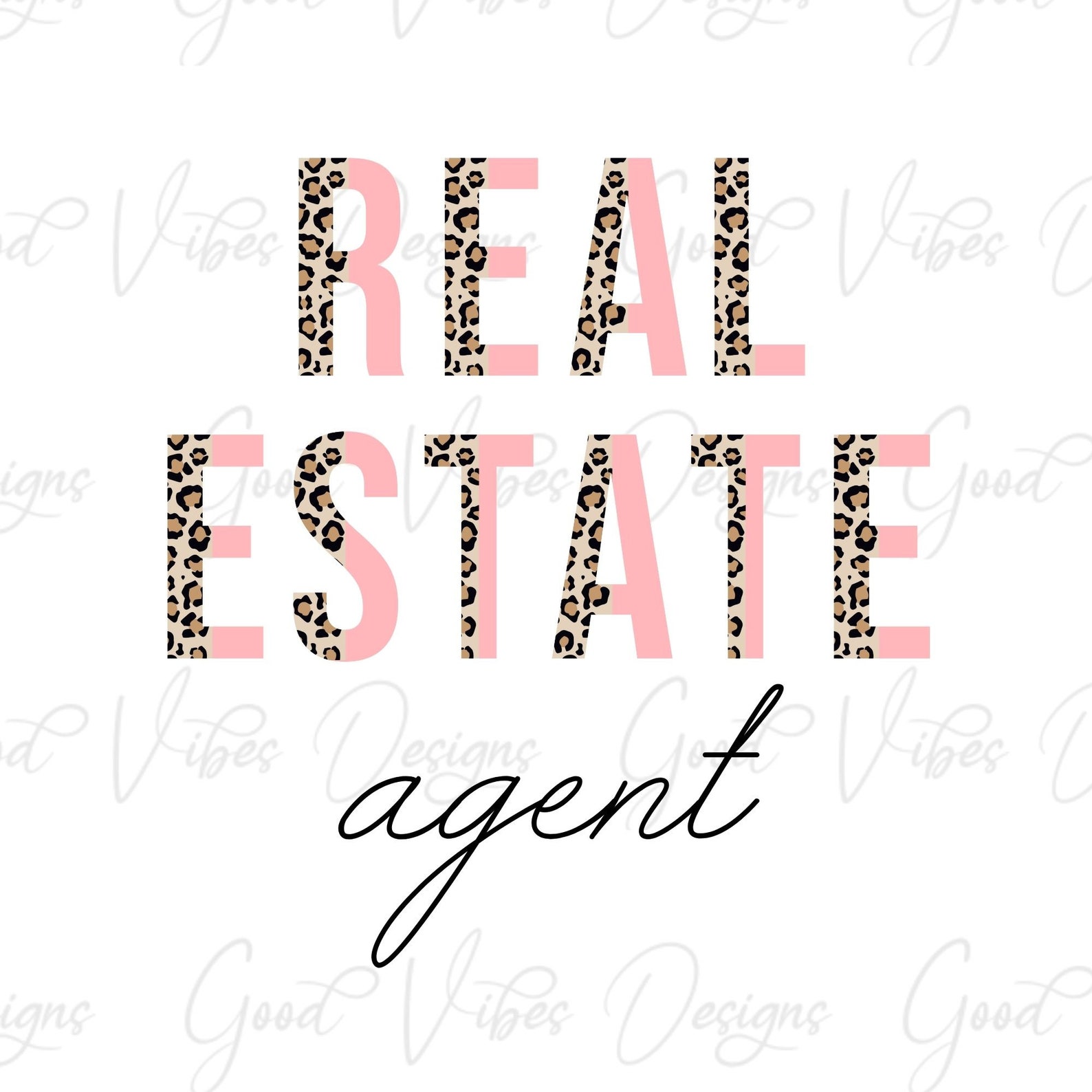 Real Estate Agent Pink Leopard PNG Download Sublimation - Etsy