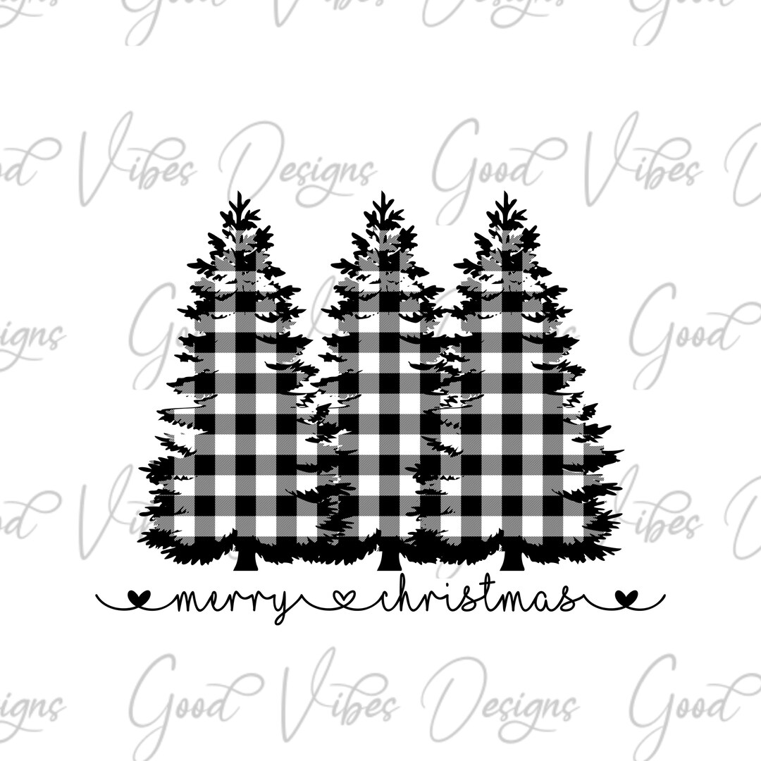 Merry Christmas Buffalo Plaid Sublimation, Black and White Christmas ...