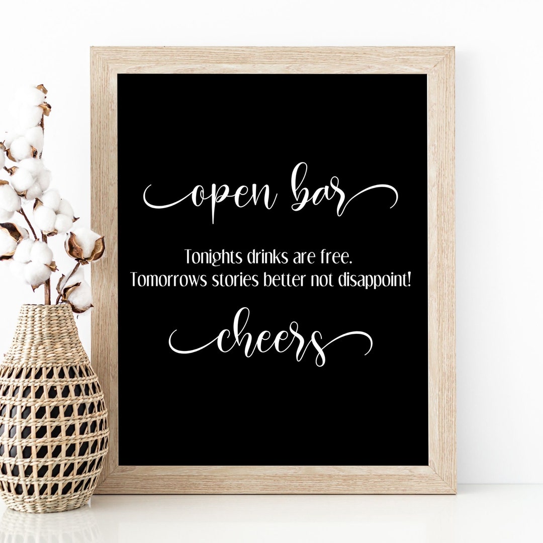 Open Bar Sign Svg, Open Bar Svg, Bar Svg, Wedding Sign Svg, Party Sign ...