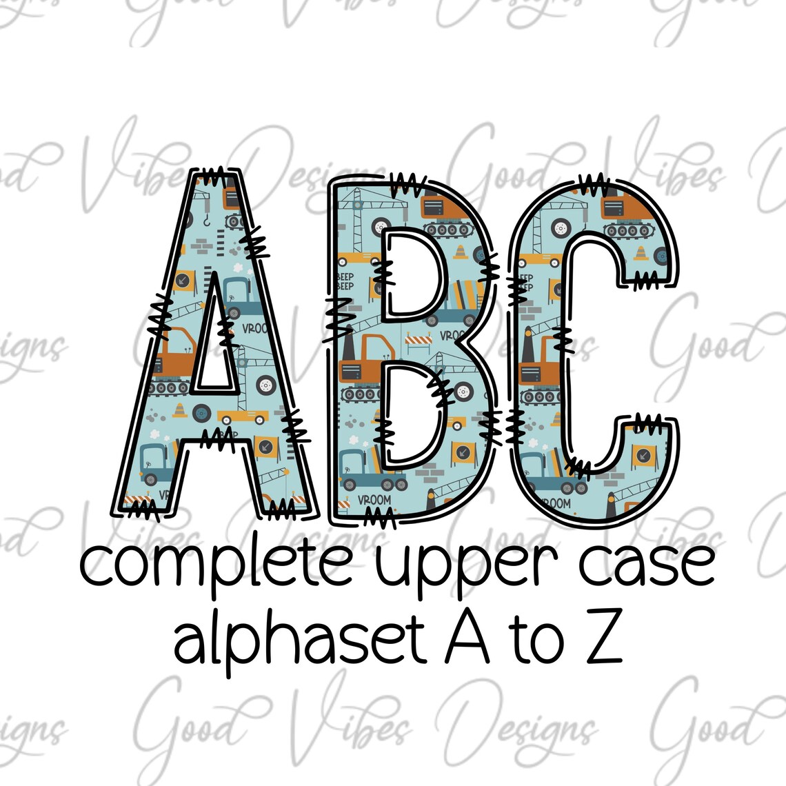 Construction Themed Alphabet, Construction Doodle, Construction Trucks ...
