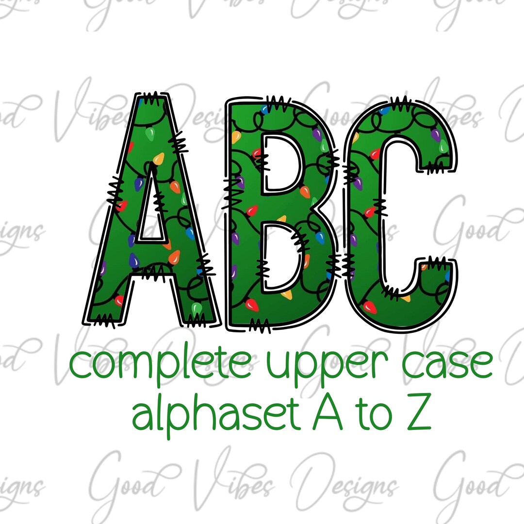 Christmas Themed Alphabet, Christmas Doodle, Christmas Lights Alphabet ...