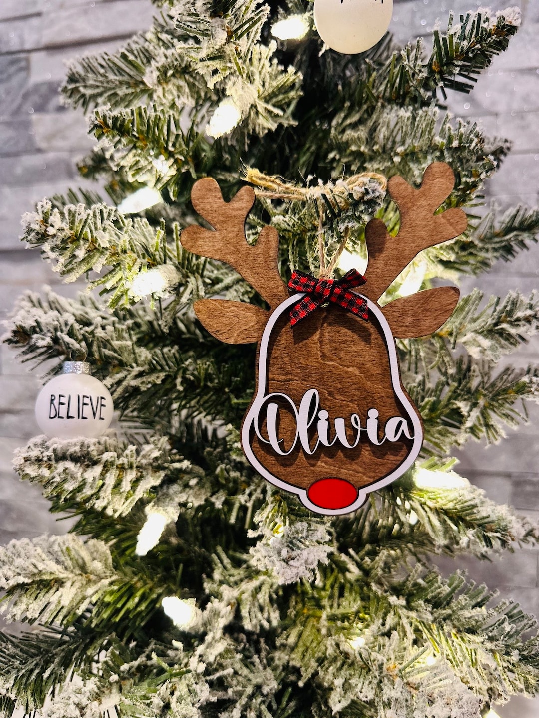 Personalized Reindeer Ornament • Reindeer 2024 Ornament • Wooden ...