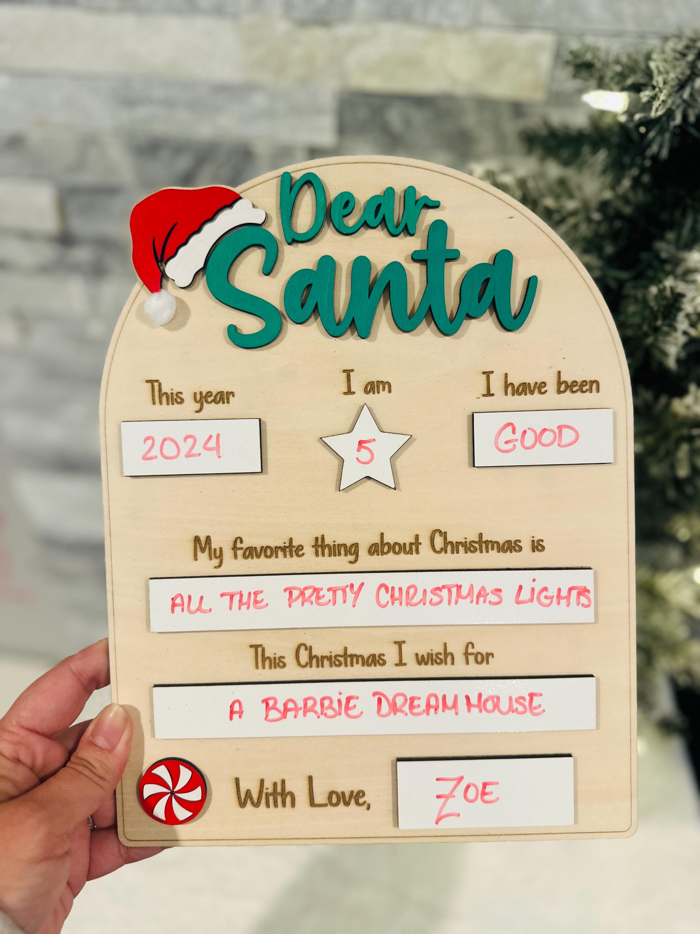 Dear Santa Board • Dear Santa Sign • Kids Christmas List Board • Kids ...